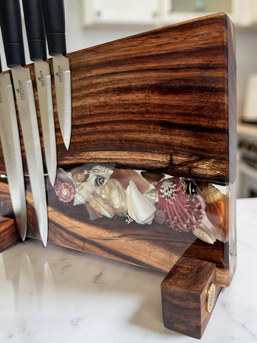Magnetic Knife Block ~ Shells Sally Wattle 300mm x 220mm – indi&soak